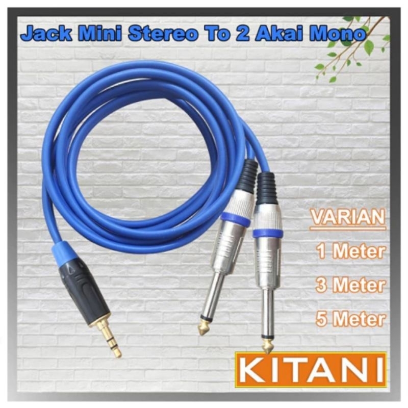 Jual Kabel audio jack aux/mini stereo 3.5mm to 2 akai mono kabel mixer to hp/kabel kitani ...
