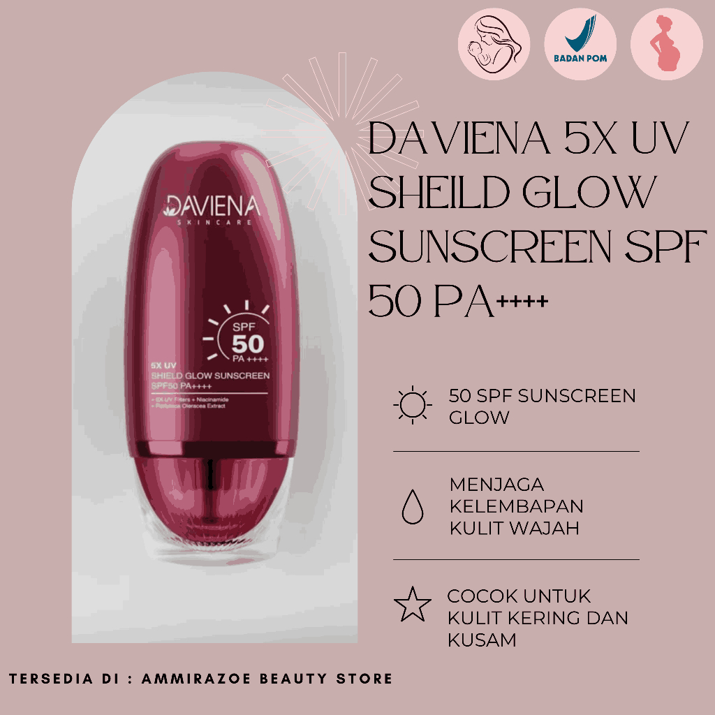 Jual DAVIENA SKINCARE 5X UV SHIELD GLOW SUNSCREEN SPF50 PA ...