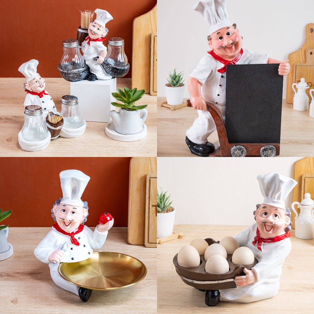 Jual Dekorasi Pajangan Patung Koki Chef Tempat Tisu Botol Dapur Toko ...