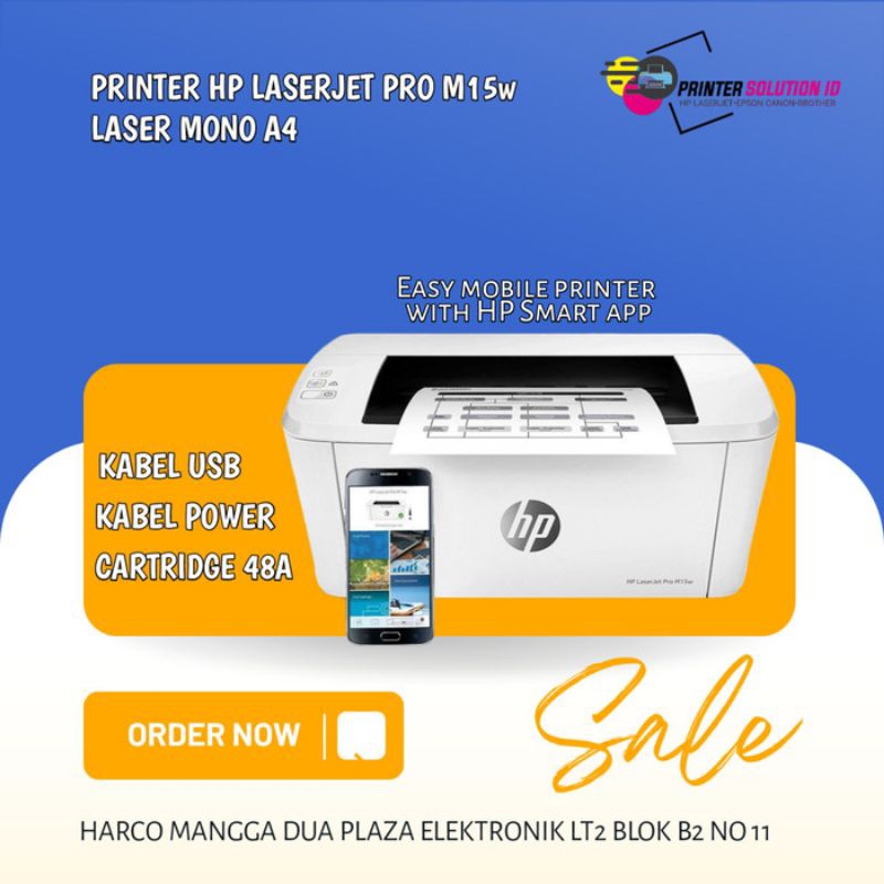Jual Printer HP LaserJet pro m15w hitam putih Wifi print a4 | Shopee ...