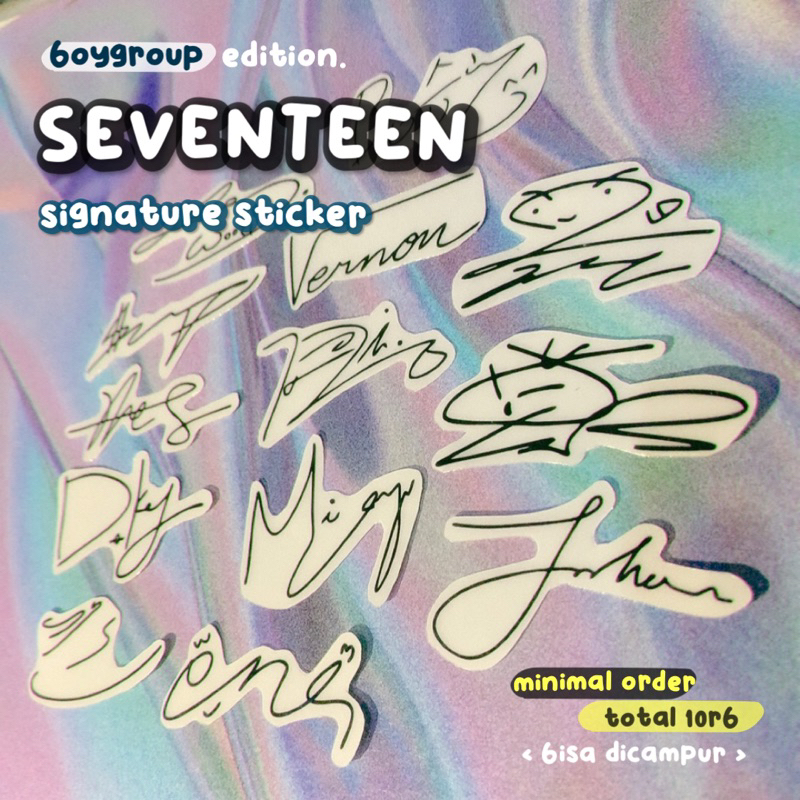 Jual seventeen signature sticker ♡ stiker transparan ttd tandatangan ...