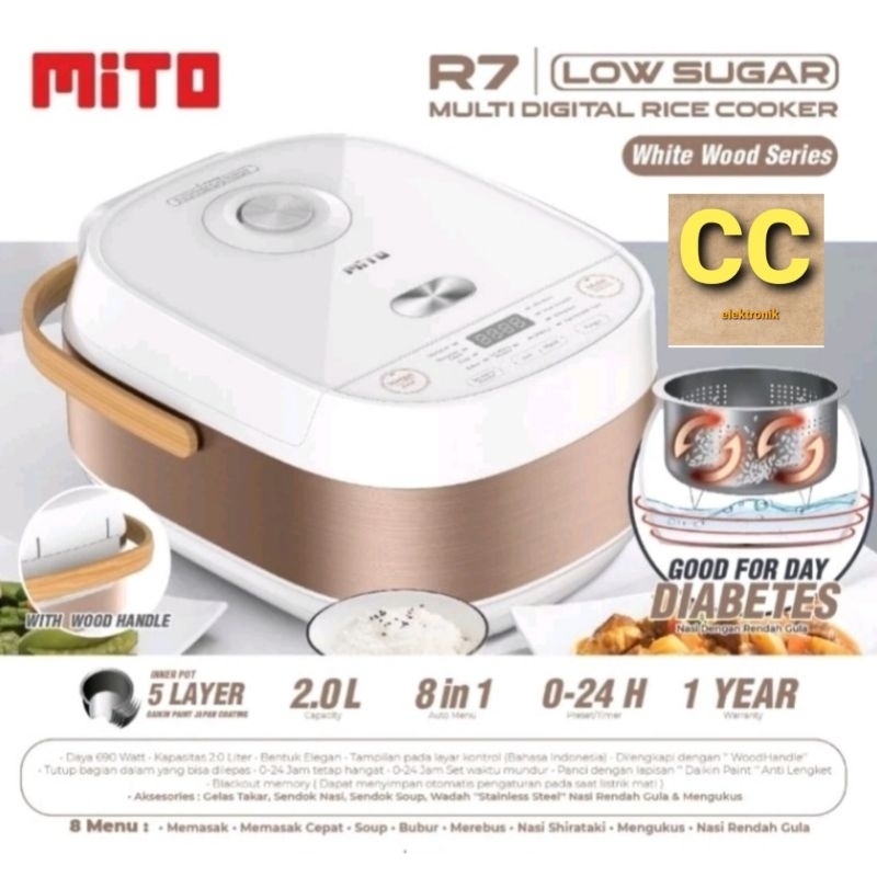 Jual Rice Cooker Mito R7 Glow LOW SUGAR 8in1 2L Multidigital Ricecooker ...