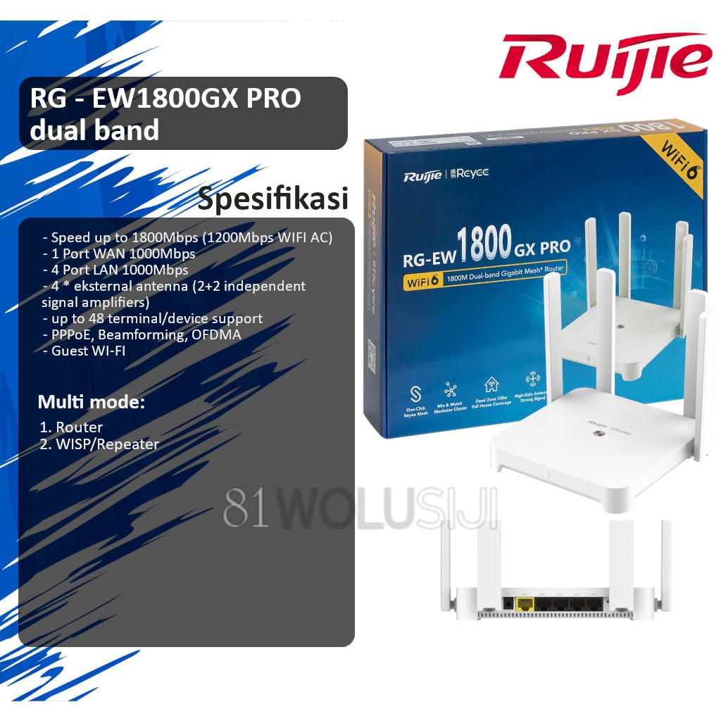 Jual Ruijie RG EW1800GX PRO 1800M Mesh Gigabit dual band 2.4Ghz/5Ghz ...