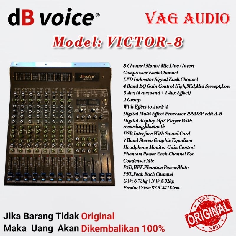 Jual MIXER DB VOICE VICTOR 8 MIXER 8 CHANNEL ORIGINAL DB VOICE VICTOR-8 ...
