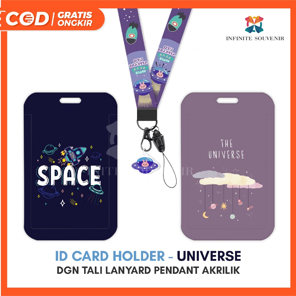 Jual [N003] UNIVERSE / Name Tag Card Holder Motif Ufo / Luar Angkasa ...