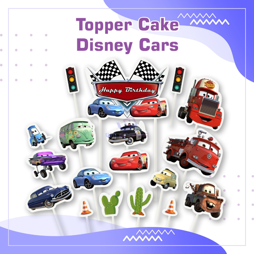 Jual Topper Cake 1 Set Karakter Disney Cars Happy Birthday Hiasan Kue ...