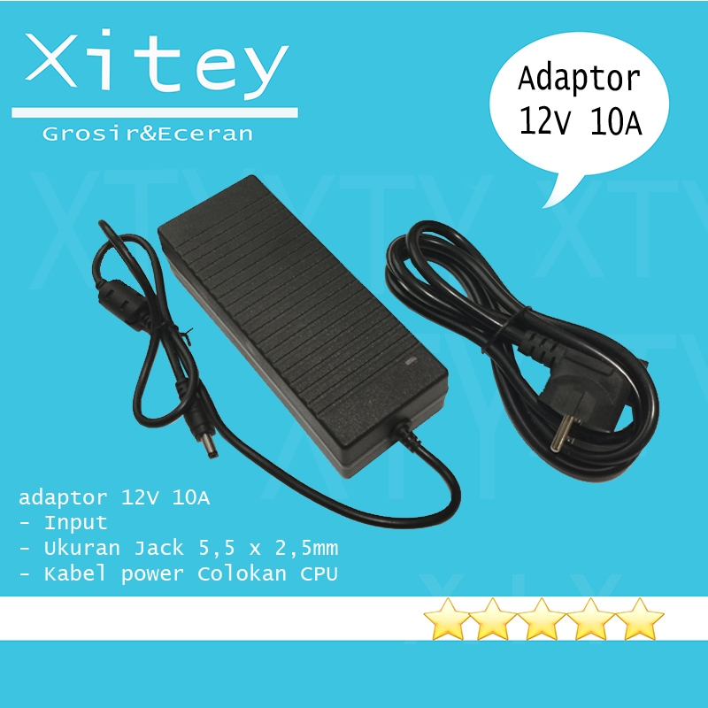 Jual adaptor 12v10a led trafo 12 volt plus kabel power colokan 5,5 x 2 ...