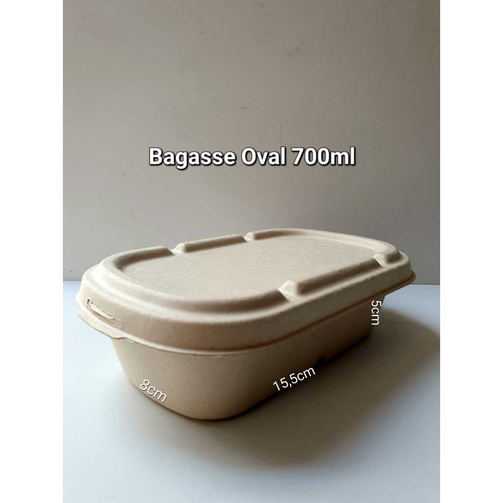 Jual SUGARCANE BOX + LID BAGASSE 700 ML OVAL DIJUAL PC | Shopee Indonesia