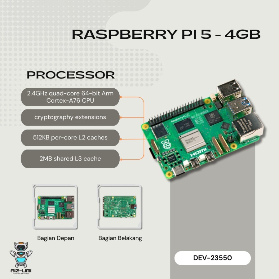 Jual Raspberry Pi 5 Model B RAM 4GB | Shopee Indonesia