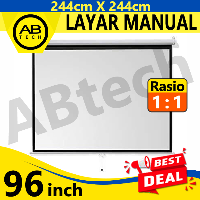 Jual Layar Proyektor Gantung Manual 96 inch Rasio 1:1 - Screen ...