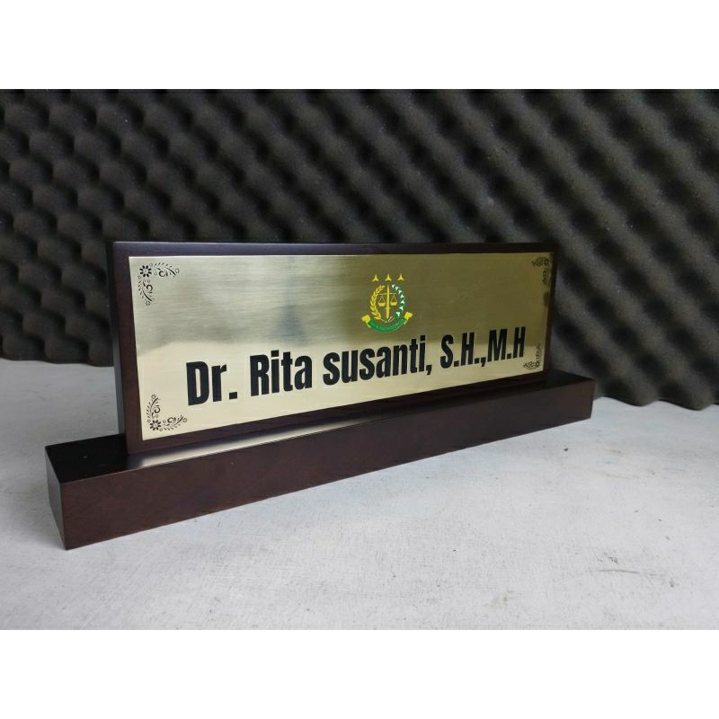 Jual PAPAN NAMA MEJA KAYU CUSTOM UKURAN BESAR 50cm + TEMPAT PULPEN ...
