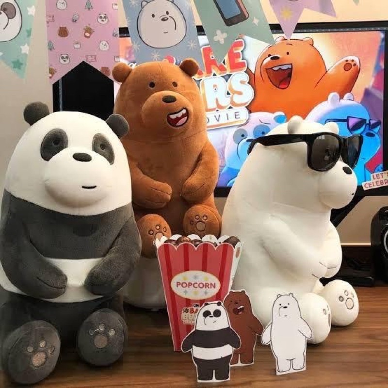 Jual Official BALI MINISO Boneka We Bare Bears Ice Bear Grizzly Panda Lovely Sitting Plush Toy ...