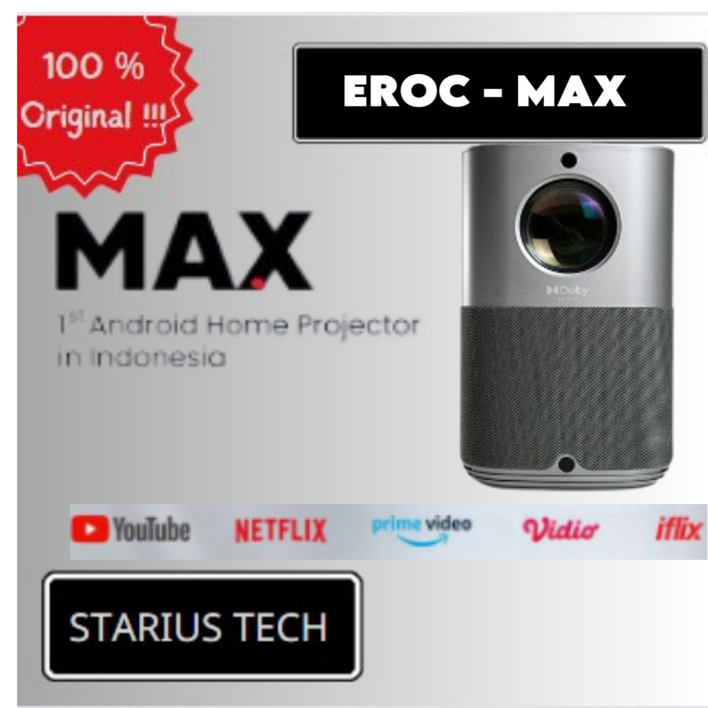 Jual EROC Android Smart Home Proyektor Dolby FHD MAX - EROC MAX ...