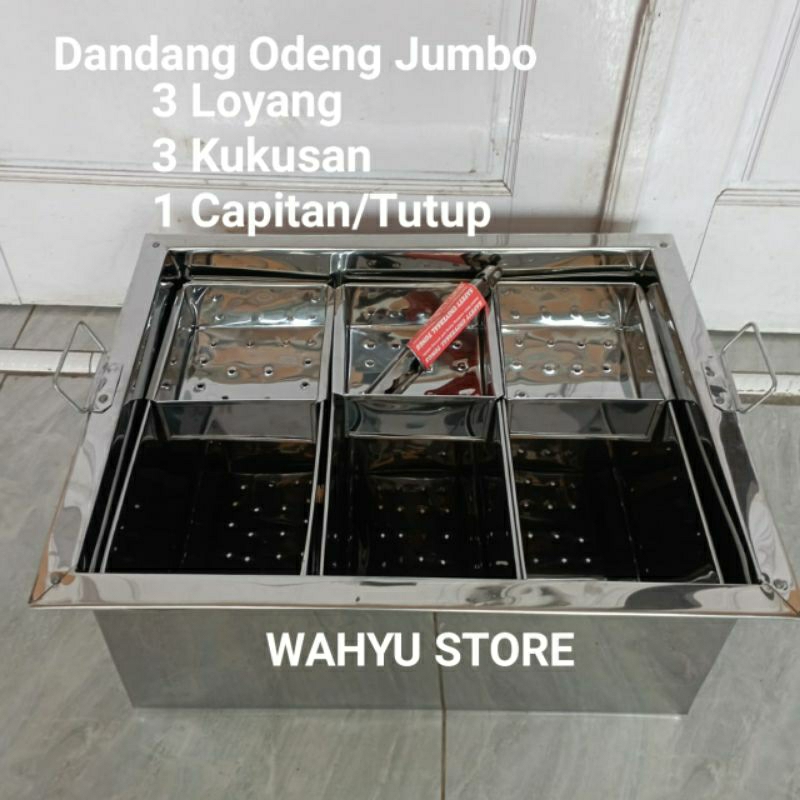 Jual dandang odeng sekat 3 loyang/panci pansit wonton stainless+3 ...
