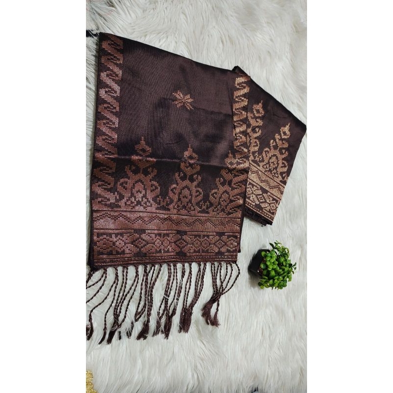 Jual Songket silungkang dan selendang warna coklat tembaga | Shopee ...