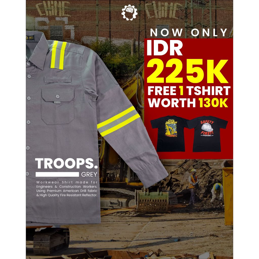 Jual TROOPS - GREY | Kemeja Lapangan - Kemeja Safety - Wearpack ...