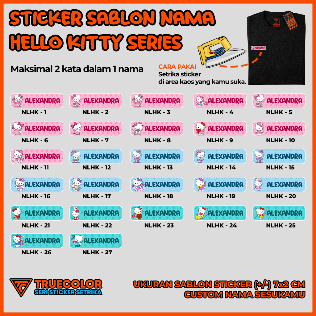 Jual TRUECOLOR 25pcs Sticker Kain Label Nama Kaos, Sablon Setrika ...