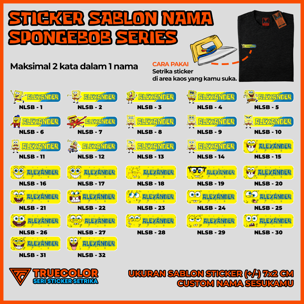 Jual TRUECOLOR 25pcs Sticker Kain Label Nama Kaos, Sablon Setrika ...