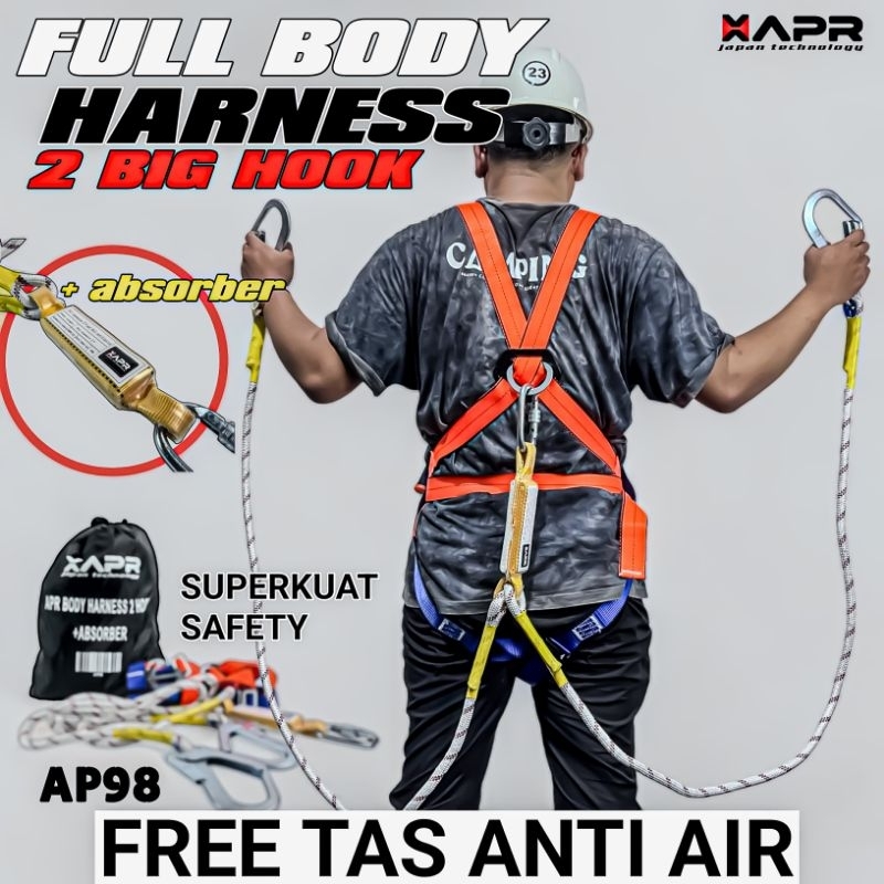 Jual APR full body harness absorber 2 double big hook besar satu sabuk safety proyek | Shopee ...