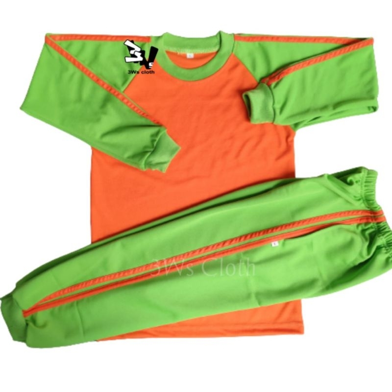 Jual Baju olahraga setelan olahraga PAUD RA TK SD Raglan Oren fuji ...