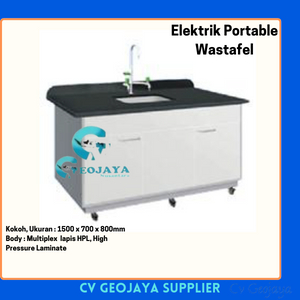 Jual PortableLab Depot Elektrik Portable Wastafel 150x70 Phenolic dengan Meja Kerja Resin Hitam ...