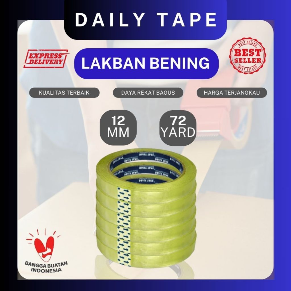 Jual Isolasi Solatip DAILY TAPE 12mm x 72 yard 48 Micron | Shopee Indonesia