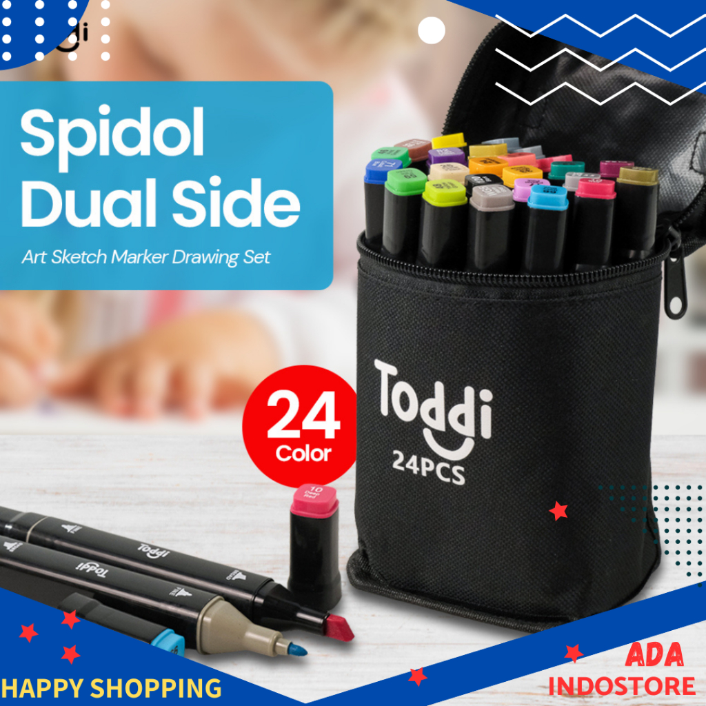 Jual Spidol Dual Side Fine Art Brush Art Marker Set 1.0 and 6.0mm Tip ...