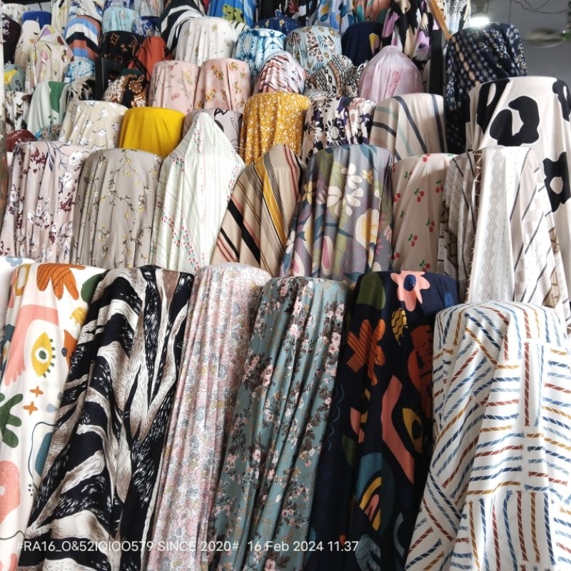 Jual Kain katun rayon premium motif kain mukena kain pajamas set ...