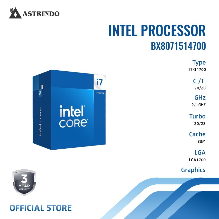 Jual Intel Processor Core i7-14700 33M Cache, up to 5.40 GHz Box LGA 1700 | Shopee Indonesia