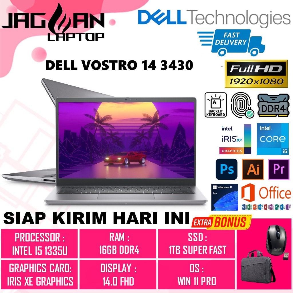 Jual Laptop Slim Dell Vostro 3430 Intel i5 1335U Ram 32GB 1TB Ssd Full ...