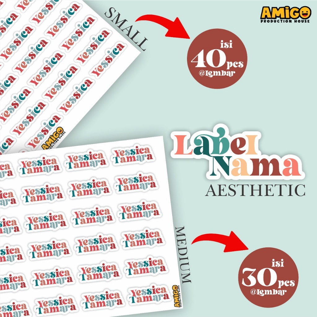 Jual Sticker Label Nama Aestetic Anak Alat Tulis ATK Stiker Buku Stiker ...
