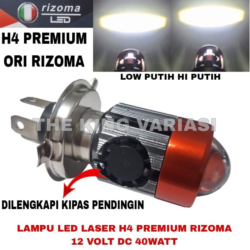 Jual LAMPU UTAMA MOTOR LED H4 LASER RIZOMA AC DC 40WATT/LAMPU DEPAN MOTOR H4 3 KAKI LASER LED ...