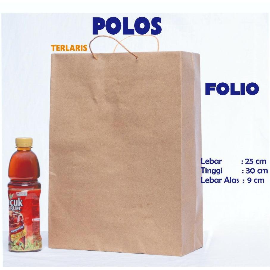 Jual PAPER BAG FOLIO POLOS / PAPERBAG POLOS 25 X 33 X 9 / TAS KERTAS ...