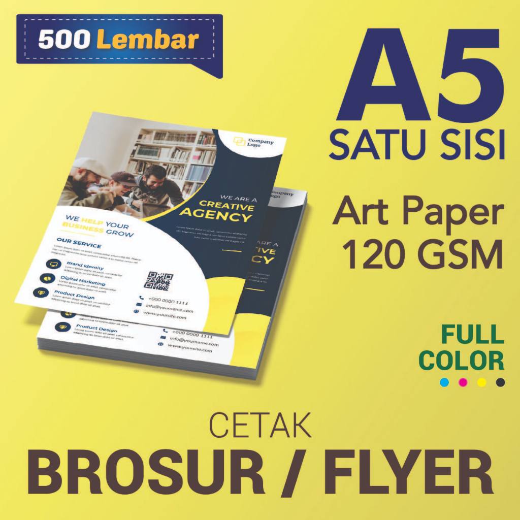 Jual CETAK BROSUR / FLYER A5 satu sisi Art Paper 120 gsm | Shopee Indonesia