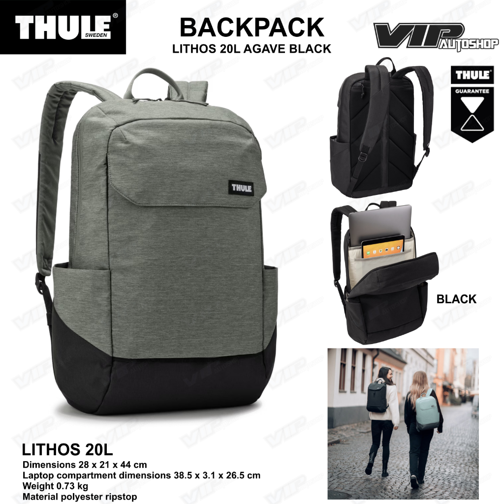 Jual THULE Backpack LITHOS 20L Lithos Agave Black Tas Ransel Laptop ...