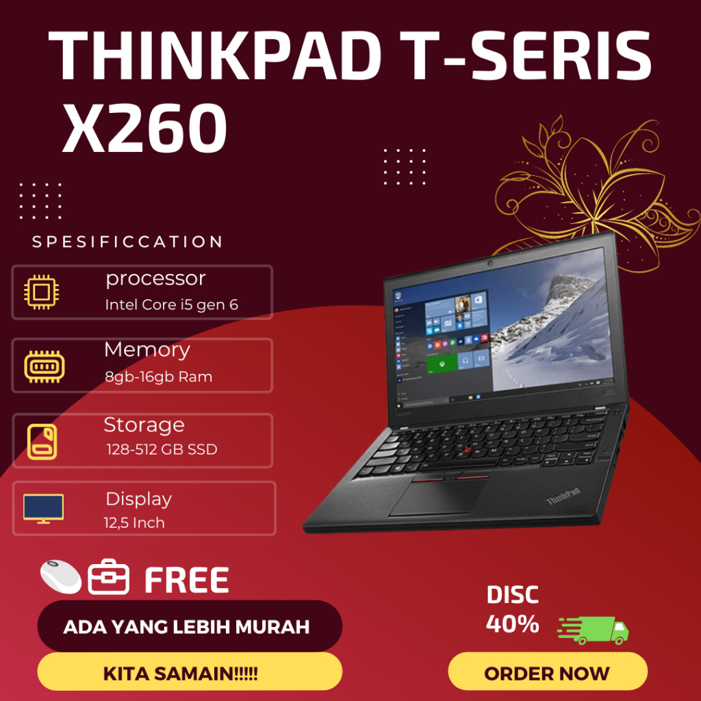 Jual Laptop Lenovo Thinkpad X260 Core i5 Gen 6 Ram 8 Ssd 256 Original LIKE NEW | Shopee Indonesia