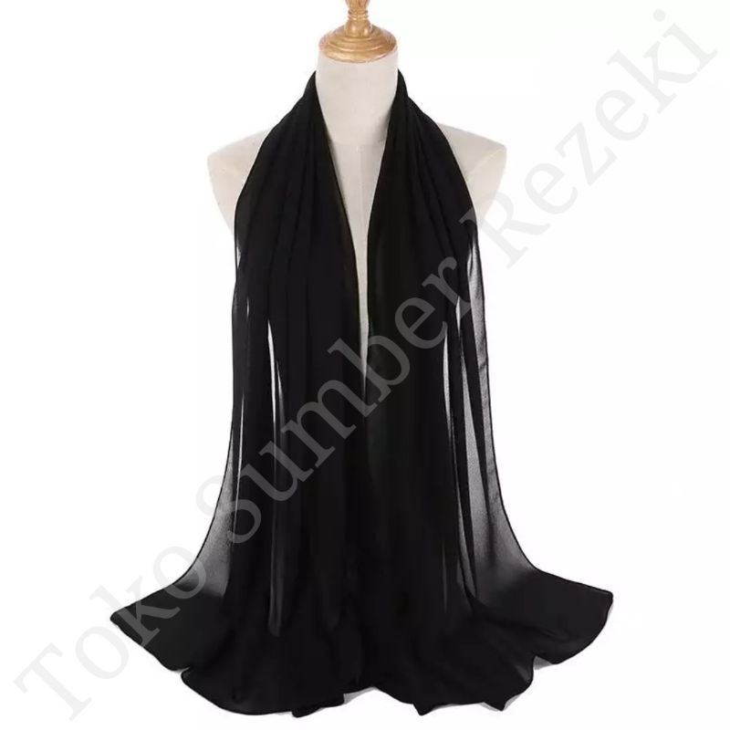 Jual Shawl Selendang Cotton Black Syal Polos Scarf Hitam Plain Cloth ...