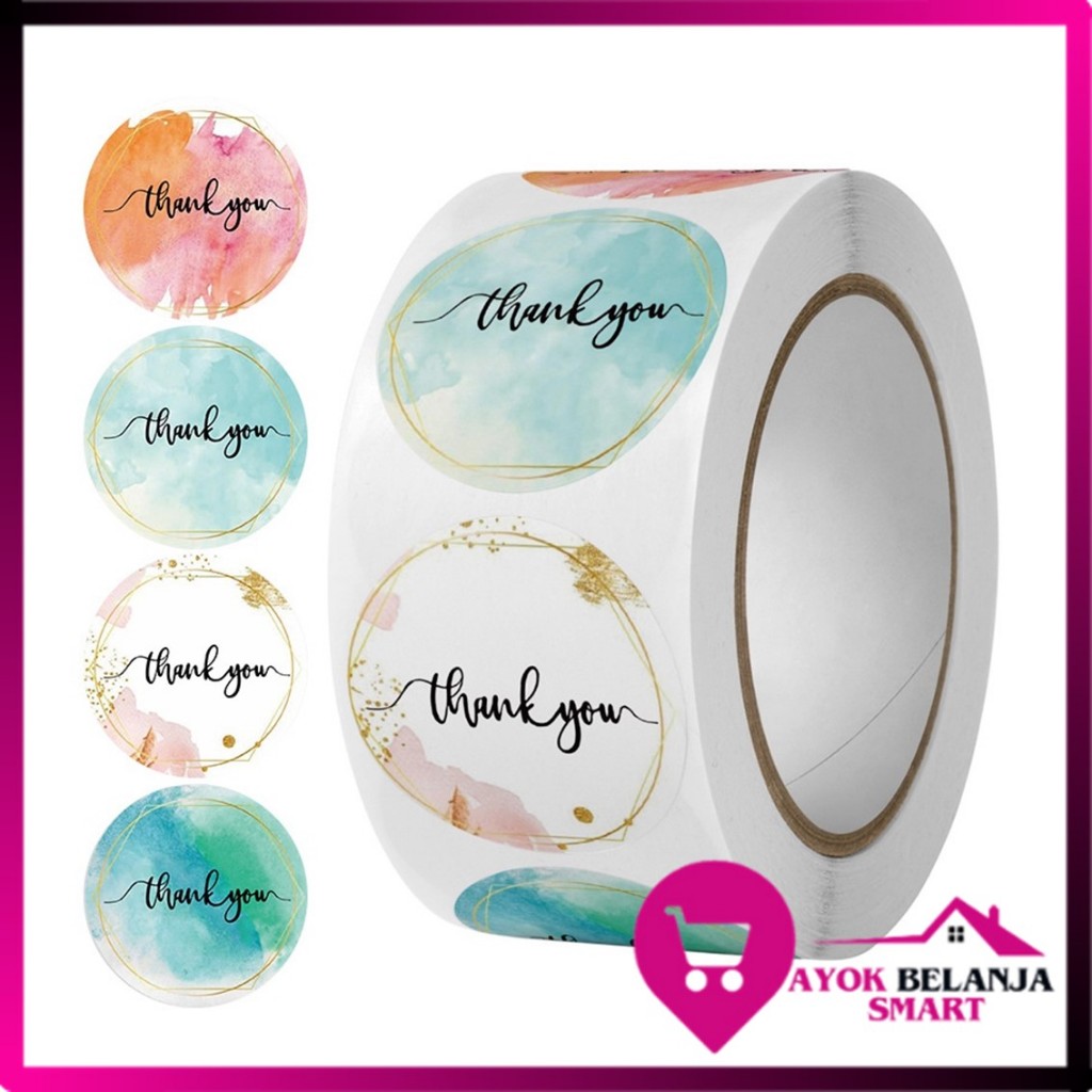 Jual ABS Sticker Thank You Roll Isi 500 Pcs Stiker Terima Kasih Warna ...