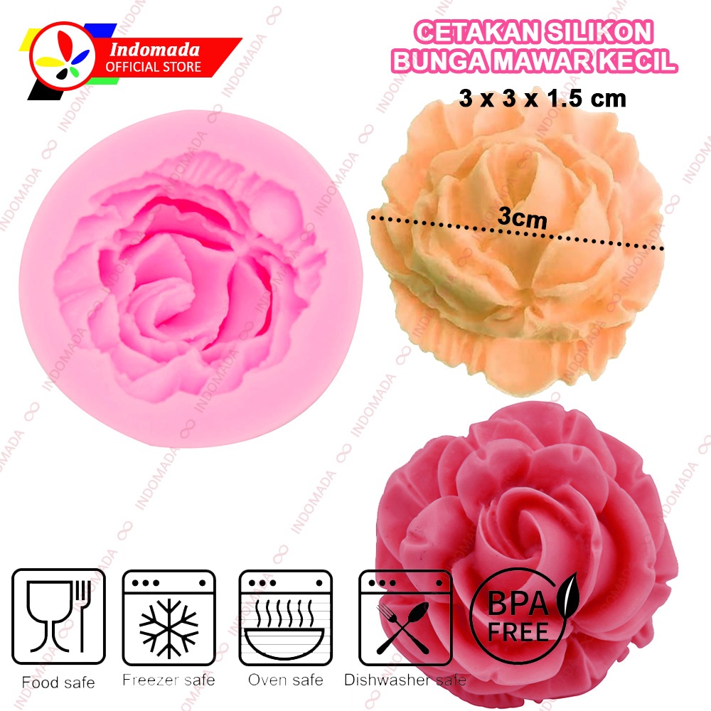 Jual Indomada Cetakan Fondant Silikon Bunga Mawar Kecil 3 x 1.5 cm Mini ...