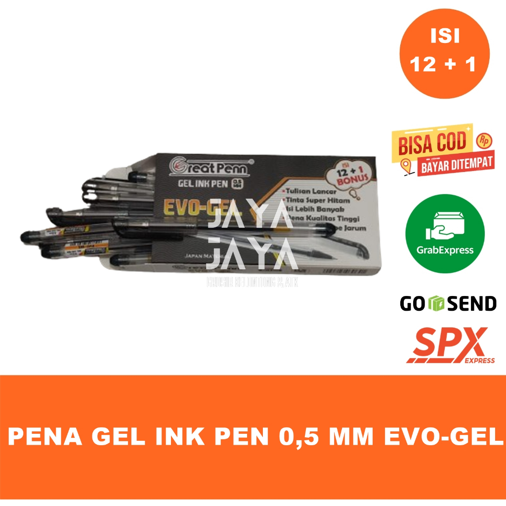 Jual PENA GEL INK PEN 0,5 MM EVO-GEL JAPAN MATERIAL GREAT PENN ISI 12 ...