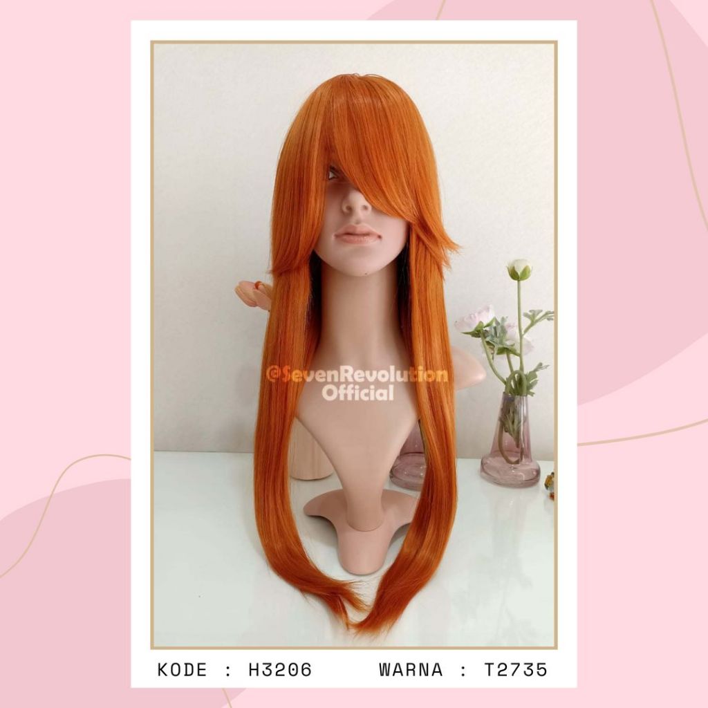 Jual Wig/ Rambut Palsu Panjang Lurus Natural/ Cosplay Warna Merah Putih ...