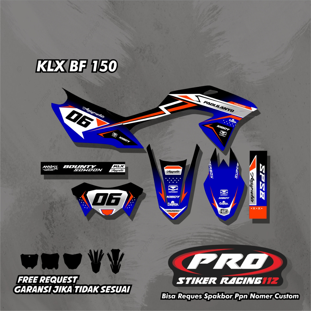 Jual sticker striping klx bf 150 desain terbaru free request nama nmr ...