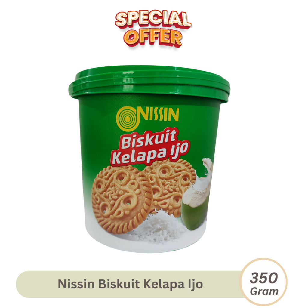 Jual Nissin Biskuit Kelapa Ijo 350gr Biscuits Dengan Parutan Kelapa Hijau Kemasan Toples ...