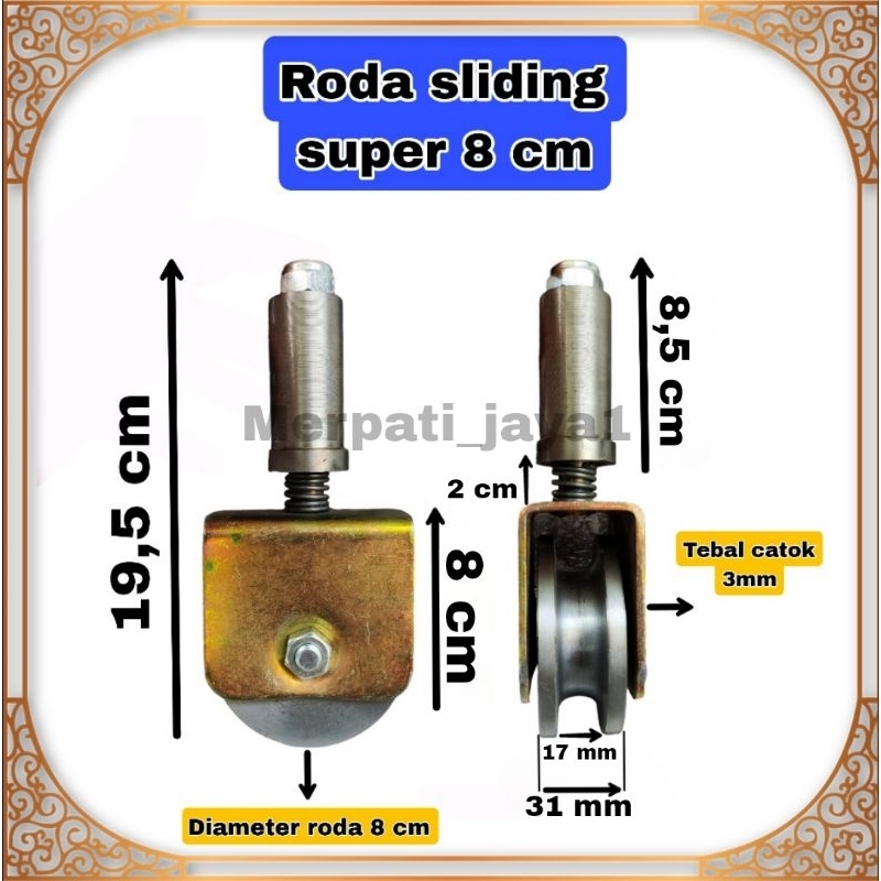 Jual roda sliding besi as super ukuran 8 cm pintu pagar anti anjlog ...