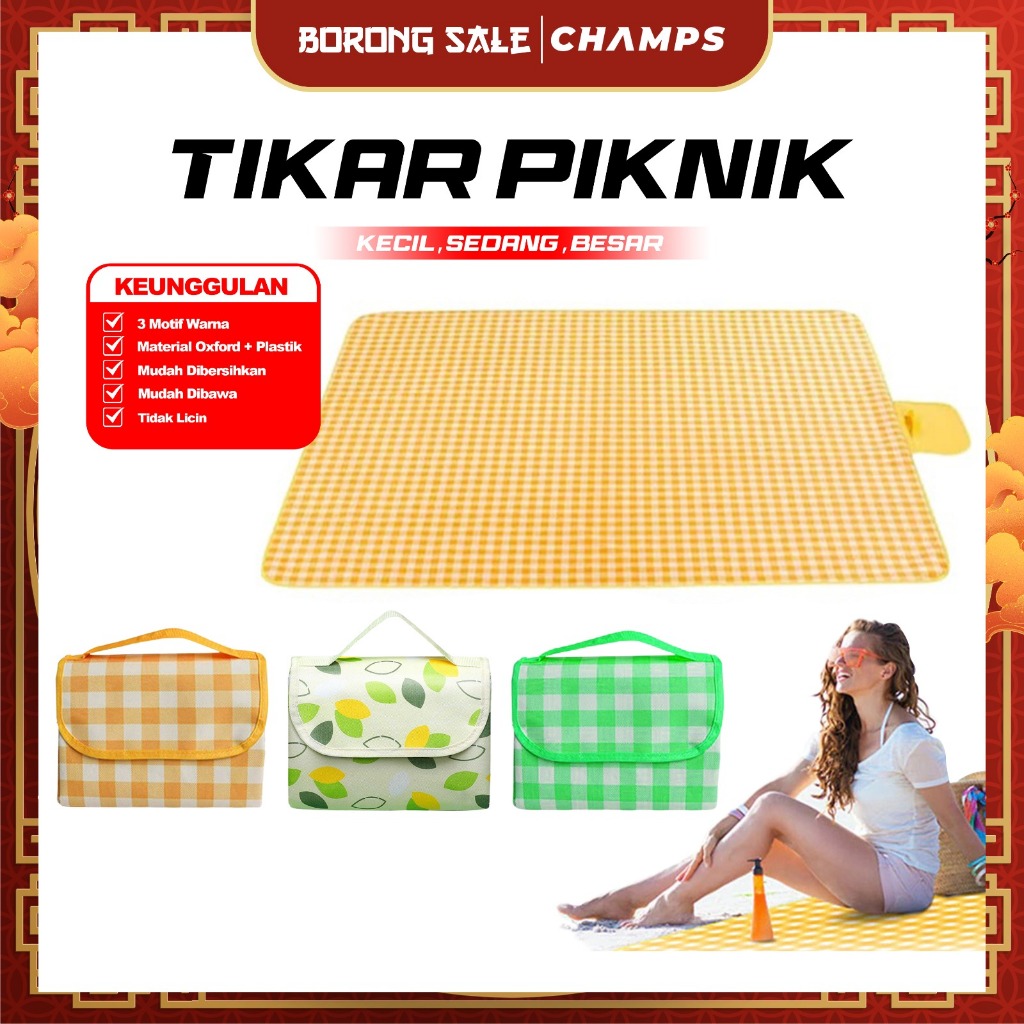 Jual CHAMPS Tikar Piknik Tebal Waterproof Alas Kemah Outdoor Pantai ...