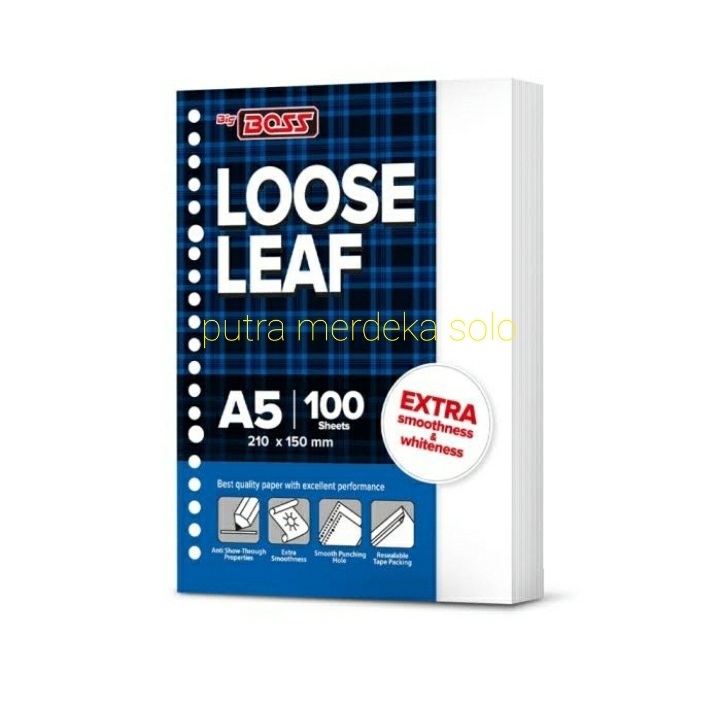 Jual Loose Leaf Big Boss A5 20 Holes POLOS isi 100 Lembar / KERTAS REFILL, ISI BINDER, BBO LL A5 ...