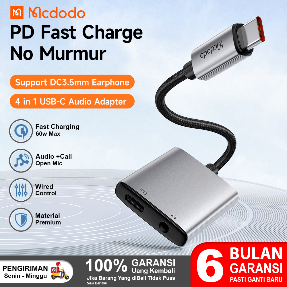 Jual MCDODO Converter Splitter Type C to Jack 3.5mm + Type C Charging ...