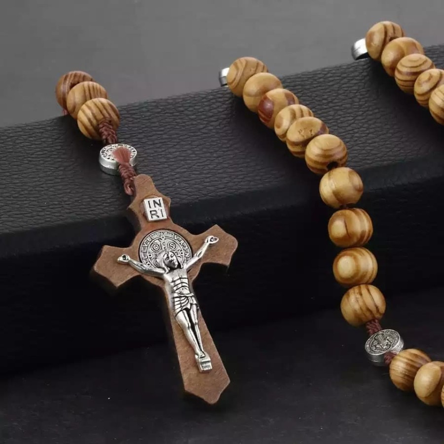 Jual Kalung Salib Kayu Rosario INRI - Cross Necklace Rosary Black Brown ...