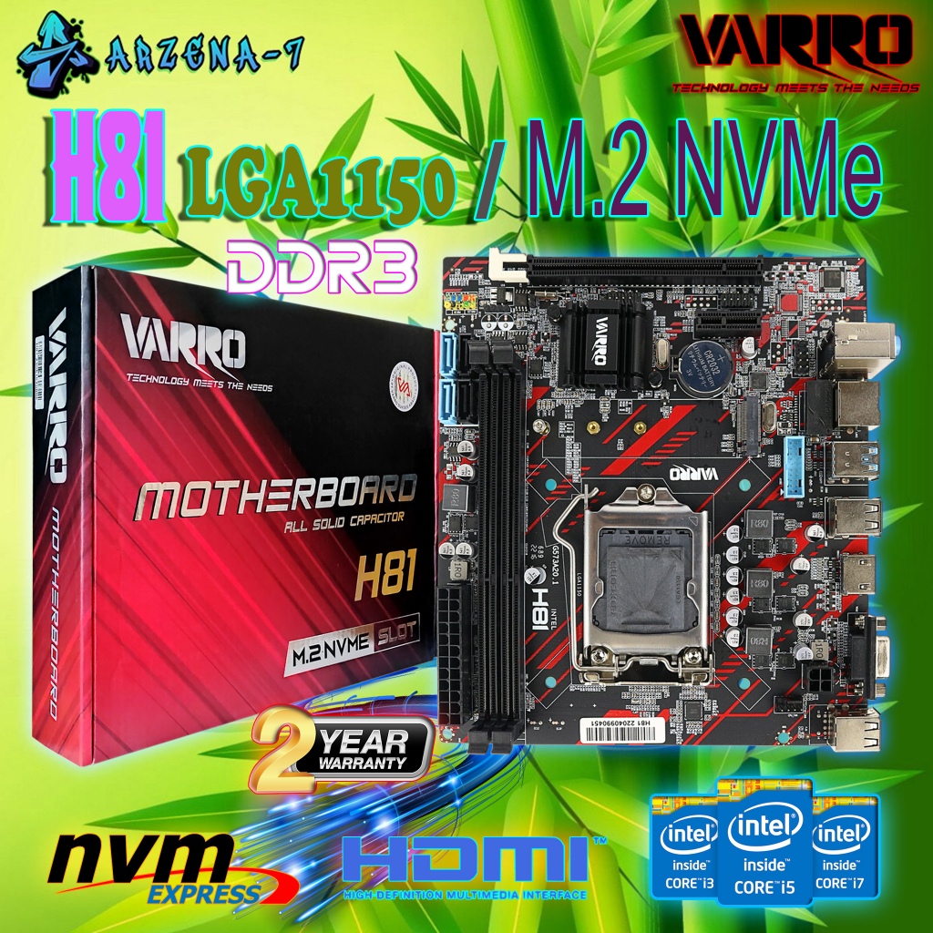 Jual Motherboard Varro H81 Ddr3 ( Lga 1150 ) Support M.2 Nvme | Shopee Indonesia