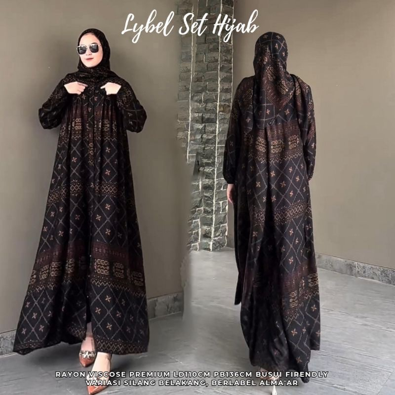 Jual Gamis Set Hijab Rayon Motif Etnik Baju Lebaran Wanita Mewah ...